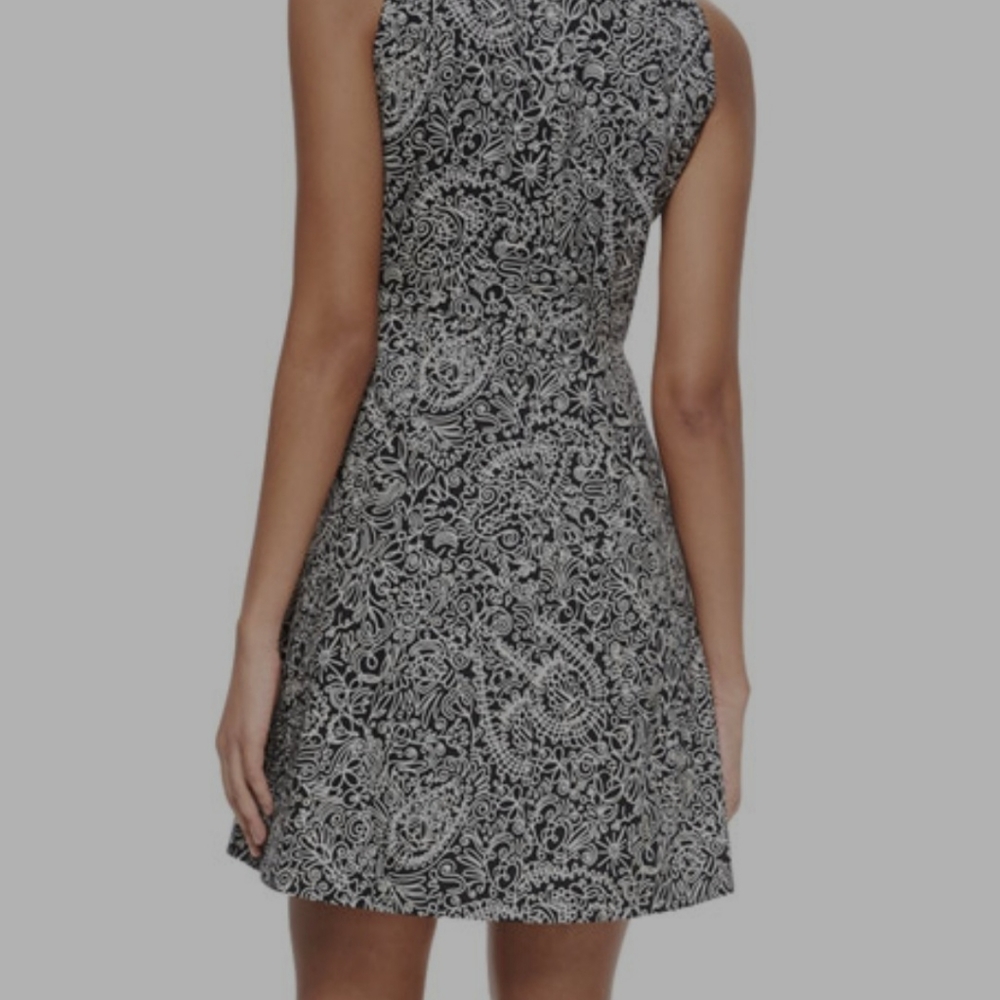 Tory Burch Paisley Doodle Sheath Dress In Black & Whi… - Gem